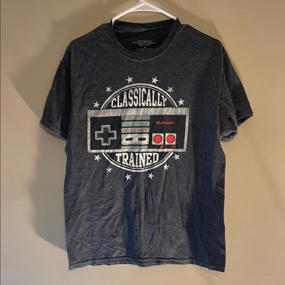Nintendo | Shirts | Nintendo Classically Trained T Shirt Gray Gaming ...